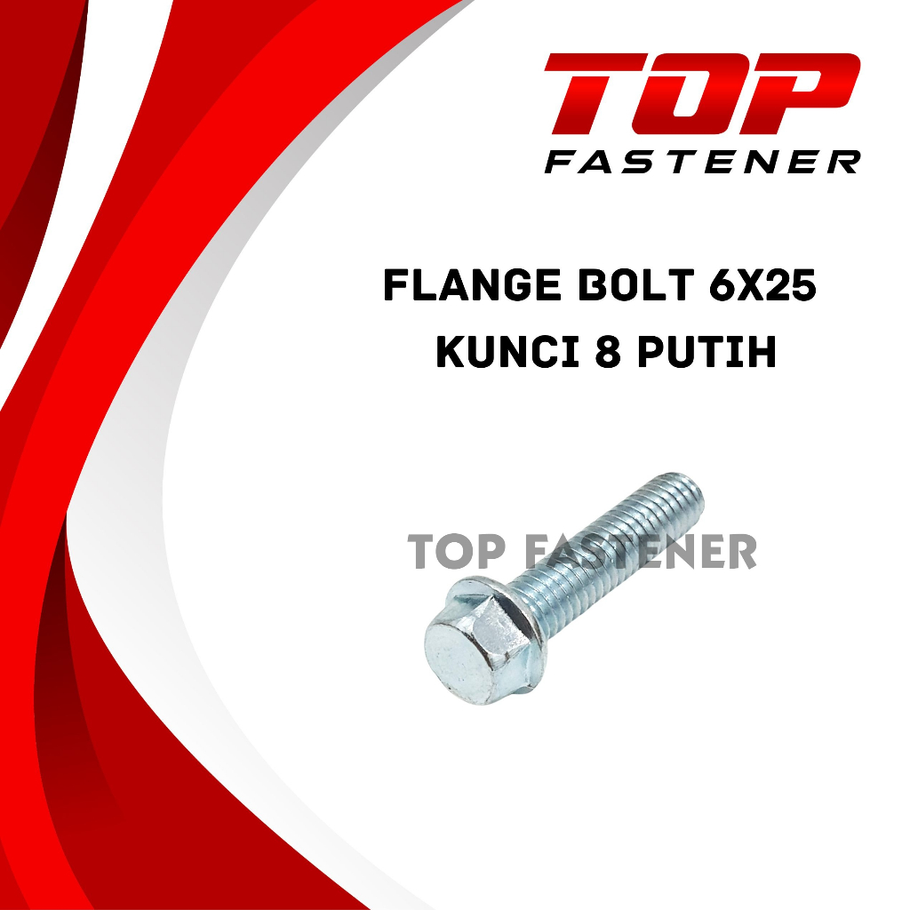 Jual BAUT TOPI FLANGE BOLT M6 6X25 KUNCI 8 PUTIH | Shopee Indonesia