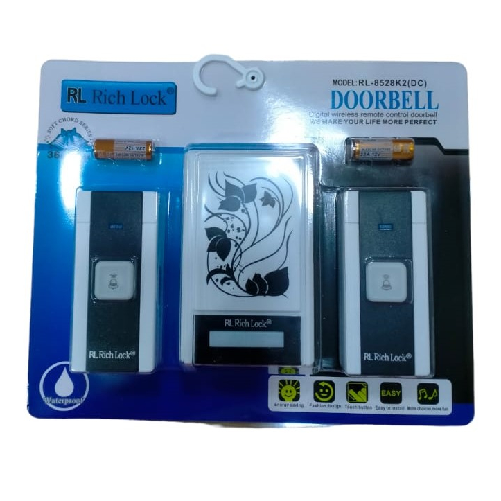 Jual Door Bell Pintu Rumah Wireless 2 Remote RL-8528K DC Rich Lock Anti ...