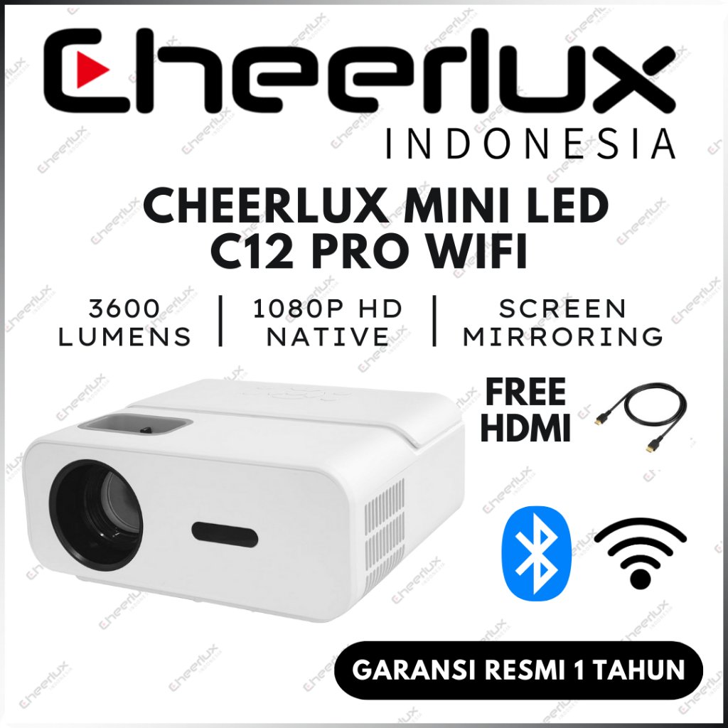Jual CHEERLUX INDONESIA | PROYEKTOR CHEERLUX C12 Pro WIFI BLUETOOTH MIRRORING 3600 Lumens ...