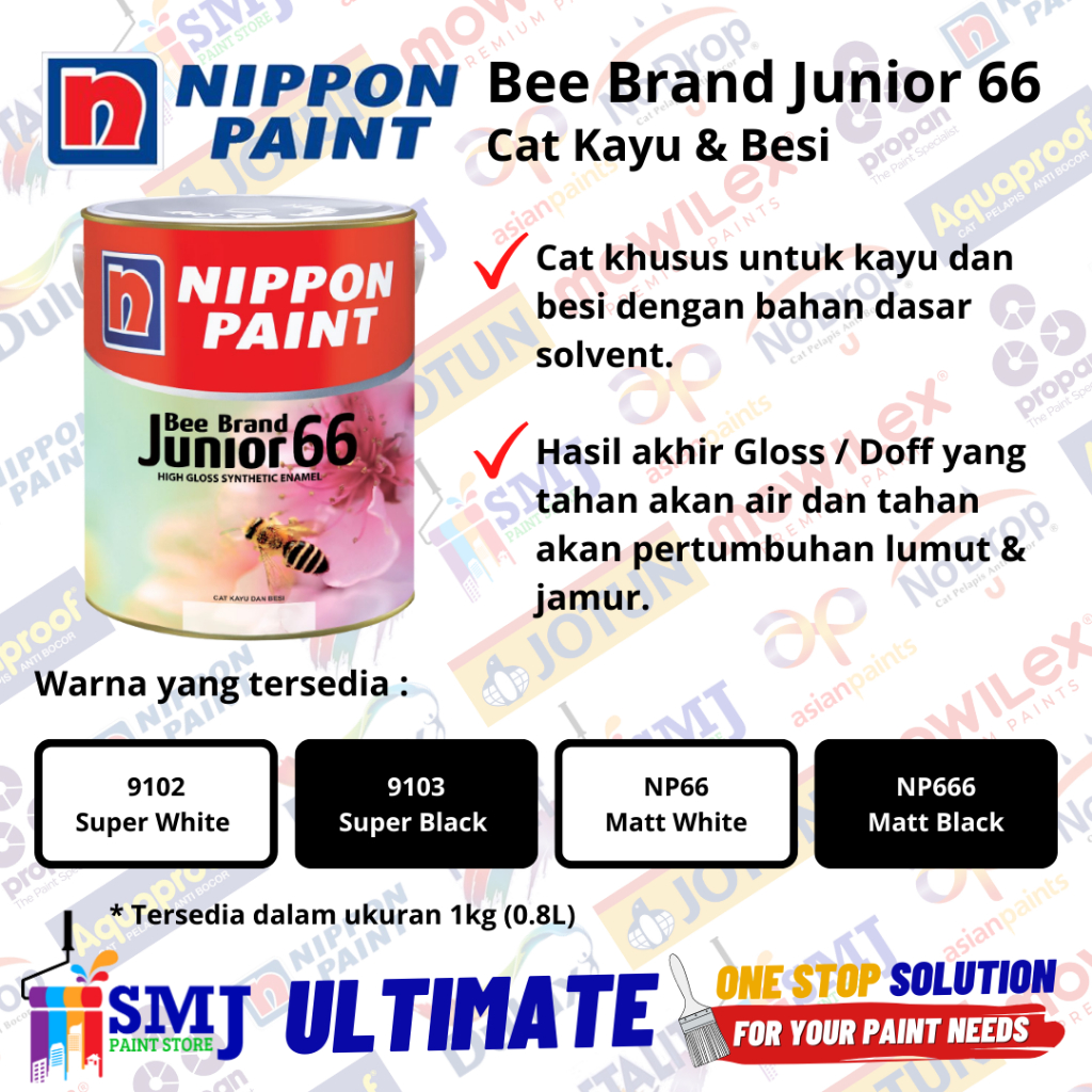 Jual Cat Minyak Kayu & Besi NIPPON PAINT BEE BRAND JUNIOR 66 - 1kg (0,8L) | Shopee Indonesia