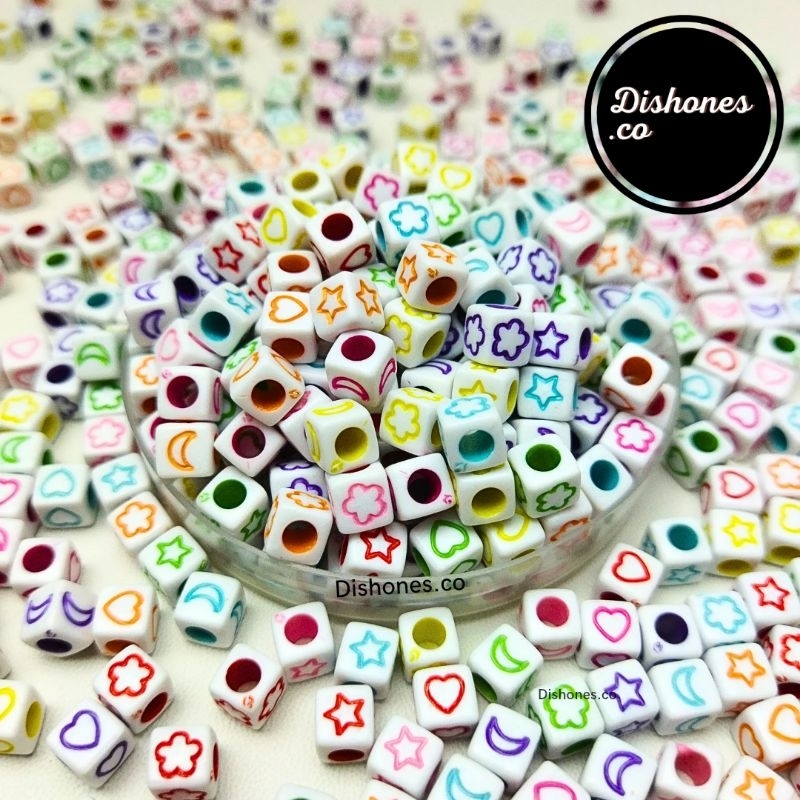 Jual (100 PCS) Manik Manik Mix Warna Warni Love Star Moon Cloud Diy ...