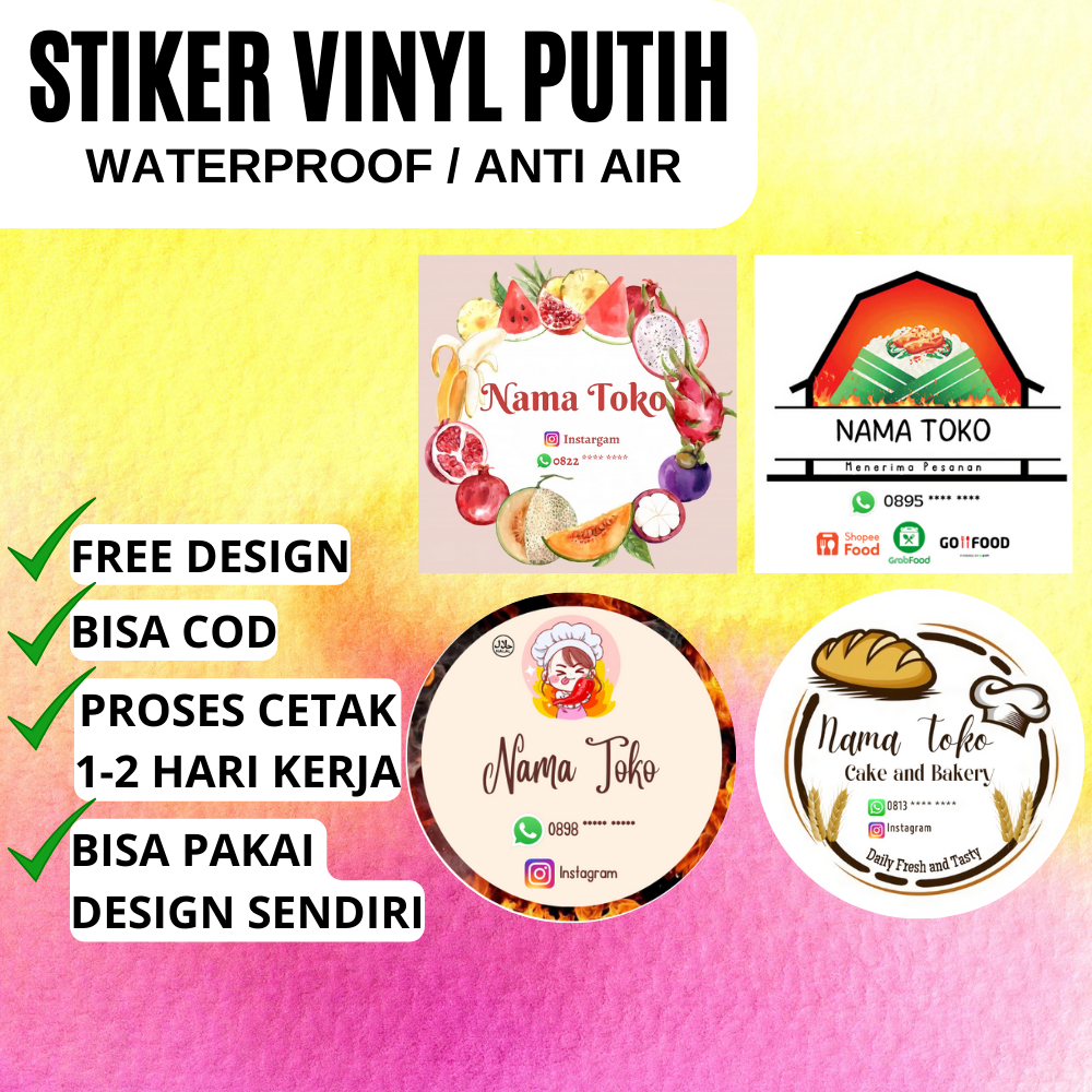 Jual Cetak Stiker Vinyl Putih / Stiker Kemasan / Stiker Logo Makanan ...