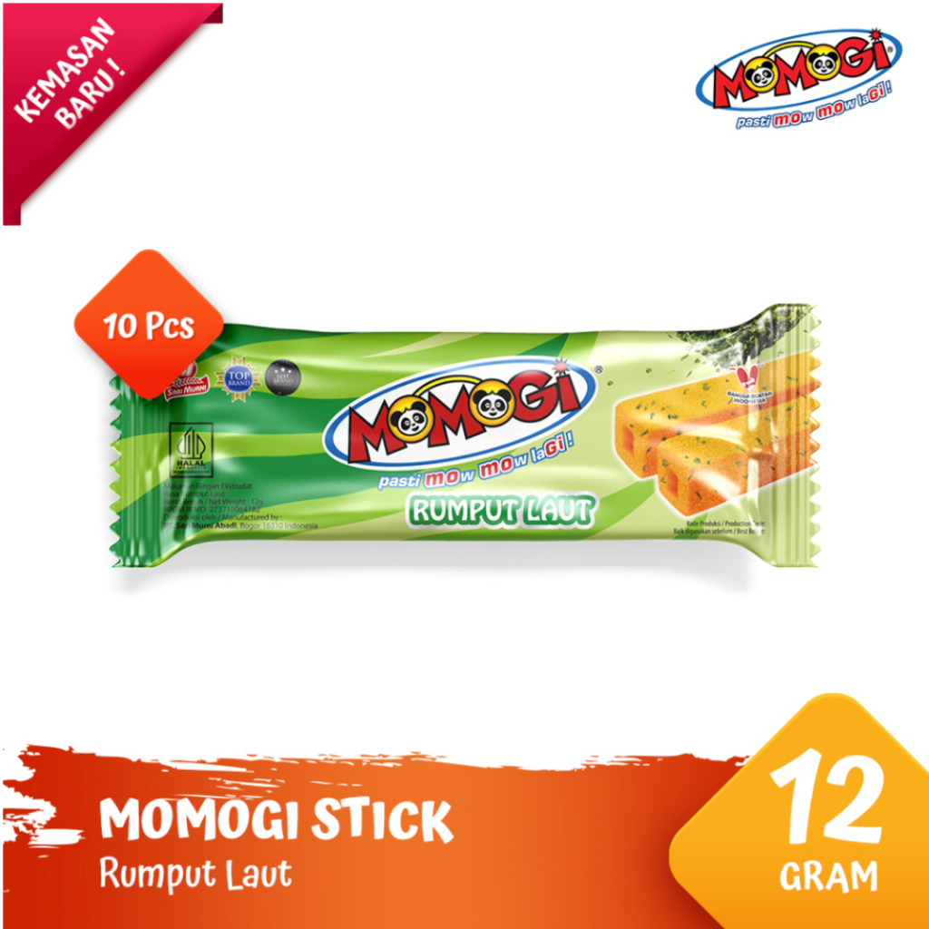 Jual MOMOGI Stick Snack Rasa Rumput Laut Makanan Ringan (1 box isi 10 ...