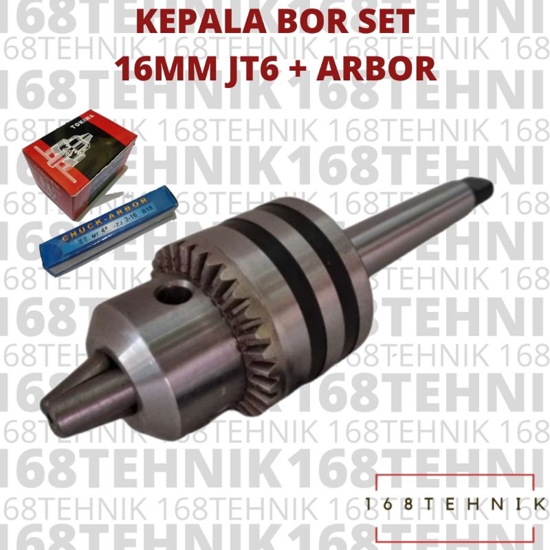 Jual PAKET KEPALA BOR 16MM JT6 ARBOR MT2 MT3 MT4 / CHUCK DRILL 3 - 16 MM JT6 / KEPALA BOR 16MM ...