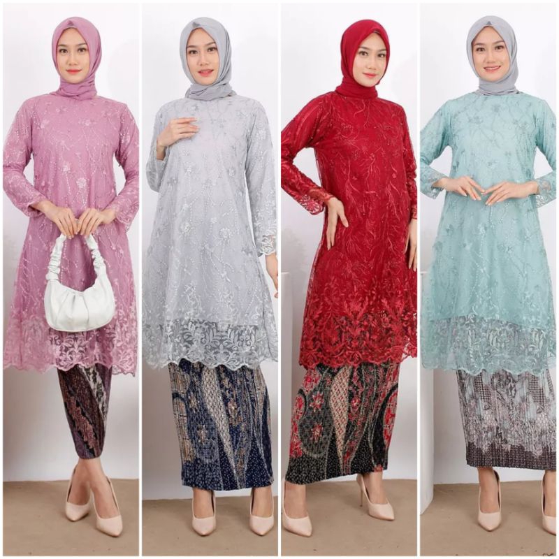Jual Setelan Baju Kebaya Kondangan Tunik Kurung Muslim Lengan Panjang ...