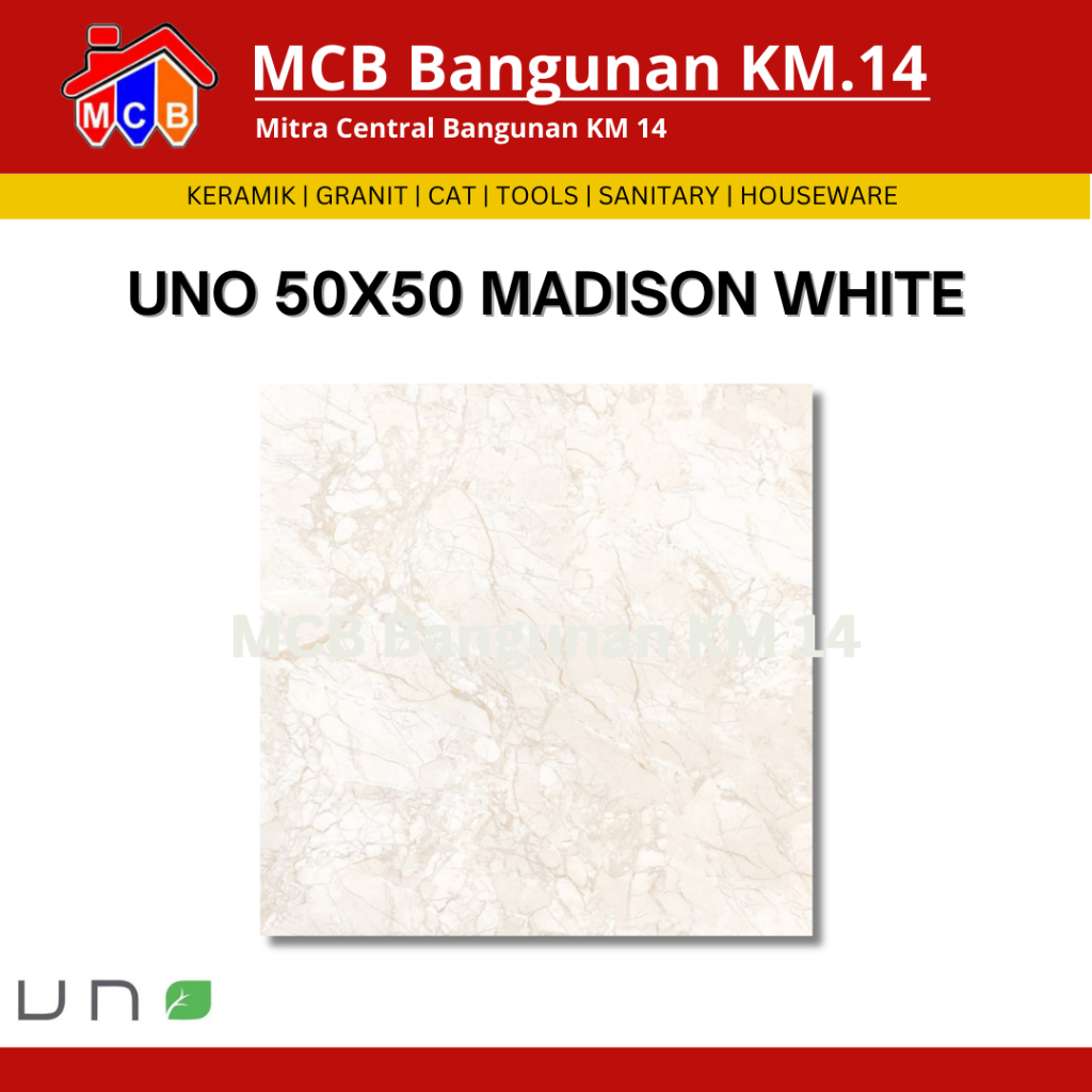 Jual KERAMIK UNO 50X50 MADISON WHITE - KERAMIK LANTAI - KERAMIK LICIN ...