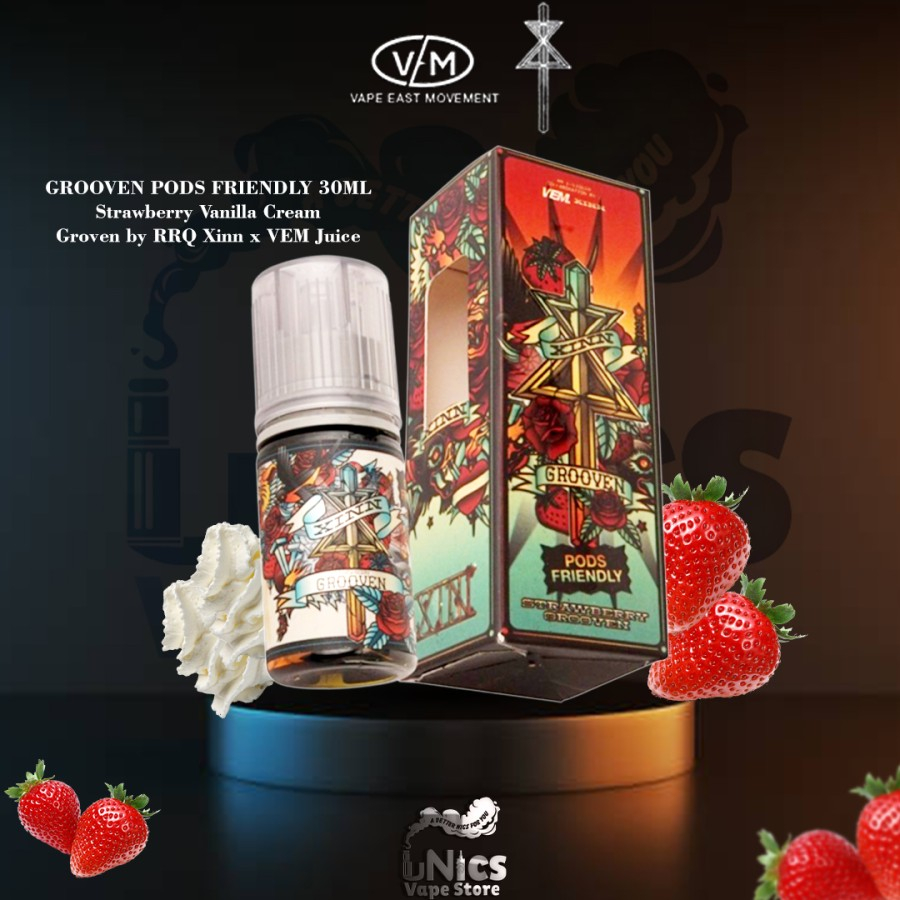 Jual XINN GROOVEN STRAWBERRY VANILLA PODS FRIENDLY 30ML ORIGINAL by VEM JUICE | Shopee Indonesia