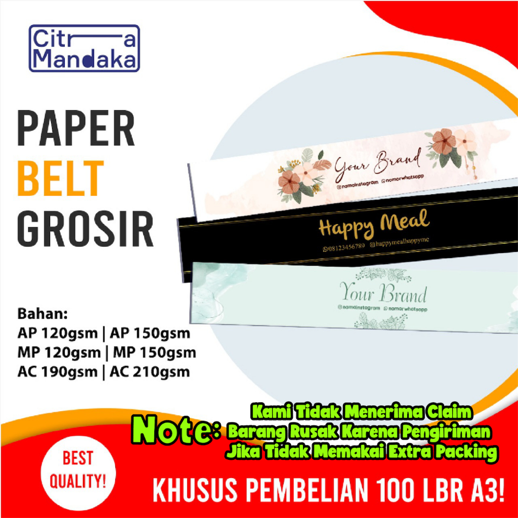 Jual Paper Belt Custom Makanan Bento A3 Grosir | Roll Hijab Label ...