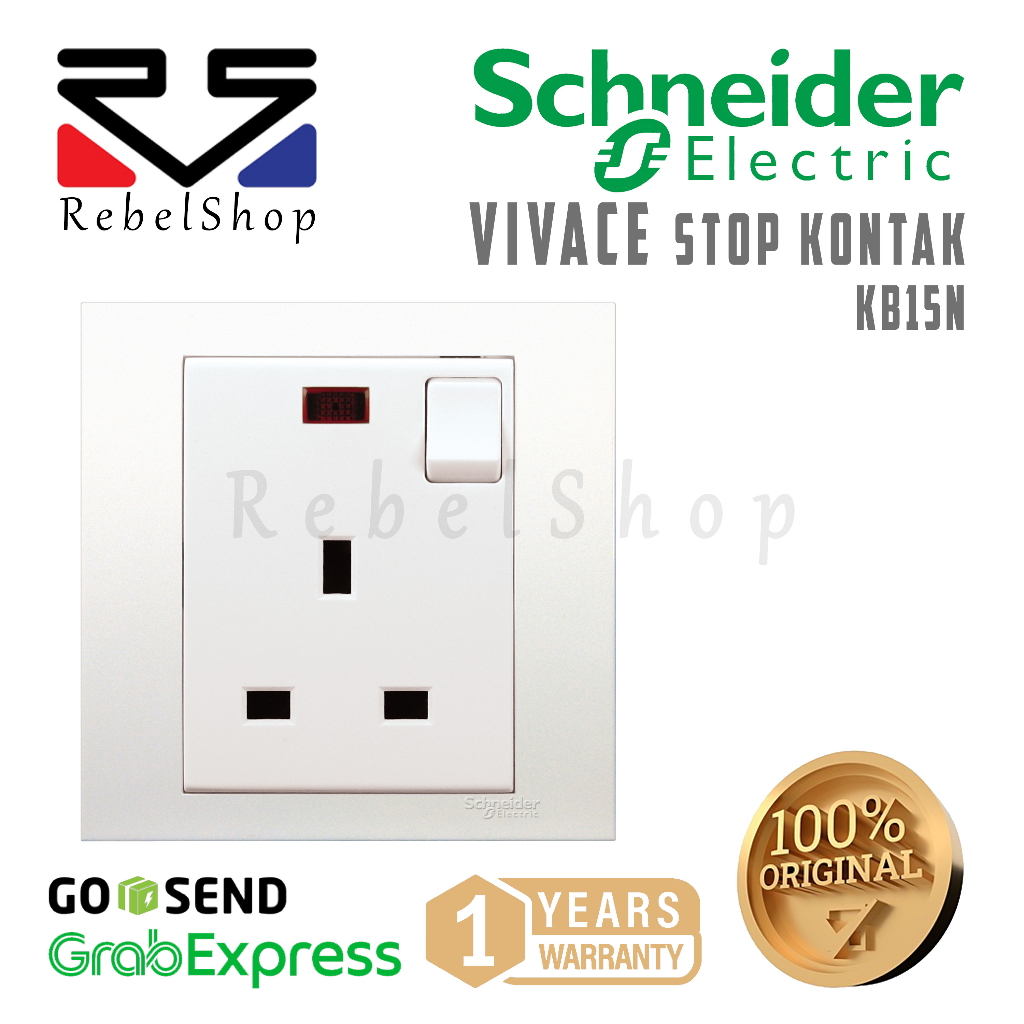Jual Schneider Stop Kontak + Saklar AC Vivace 13A Dengan Neon - KB15N ...