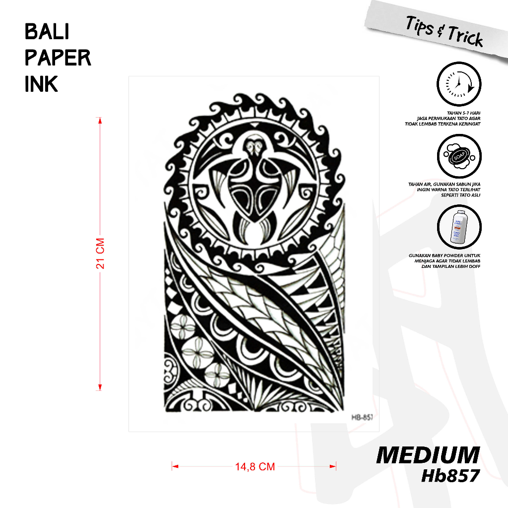 Jual Bali Paper Ink HB857 Maori Tatto Temporary Basic Tato Temporer ...