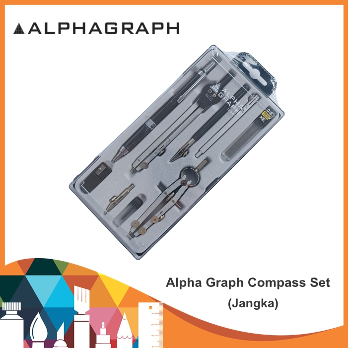 Jual Alpha Graph Compass Set / Jangka / Busur Derajat / Compass Alpha Graph | Shopee Indonesia