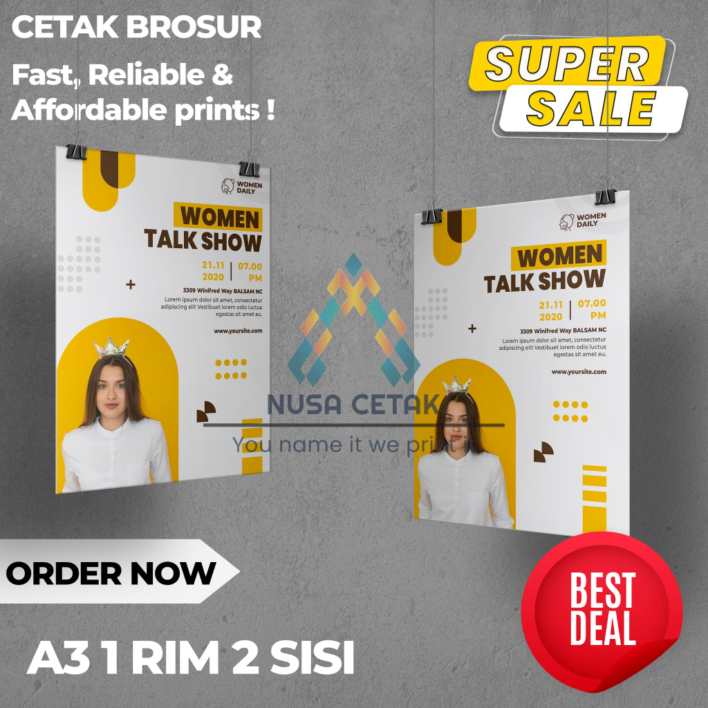 Jual Cetak Brosur/Flyer Murah A3 - 2 SISI (500lbr / 1 RIM) Murah ! | PO 2 HARI | Shopee Indonesia