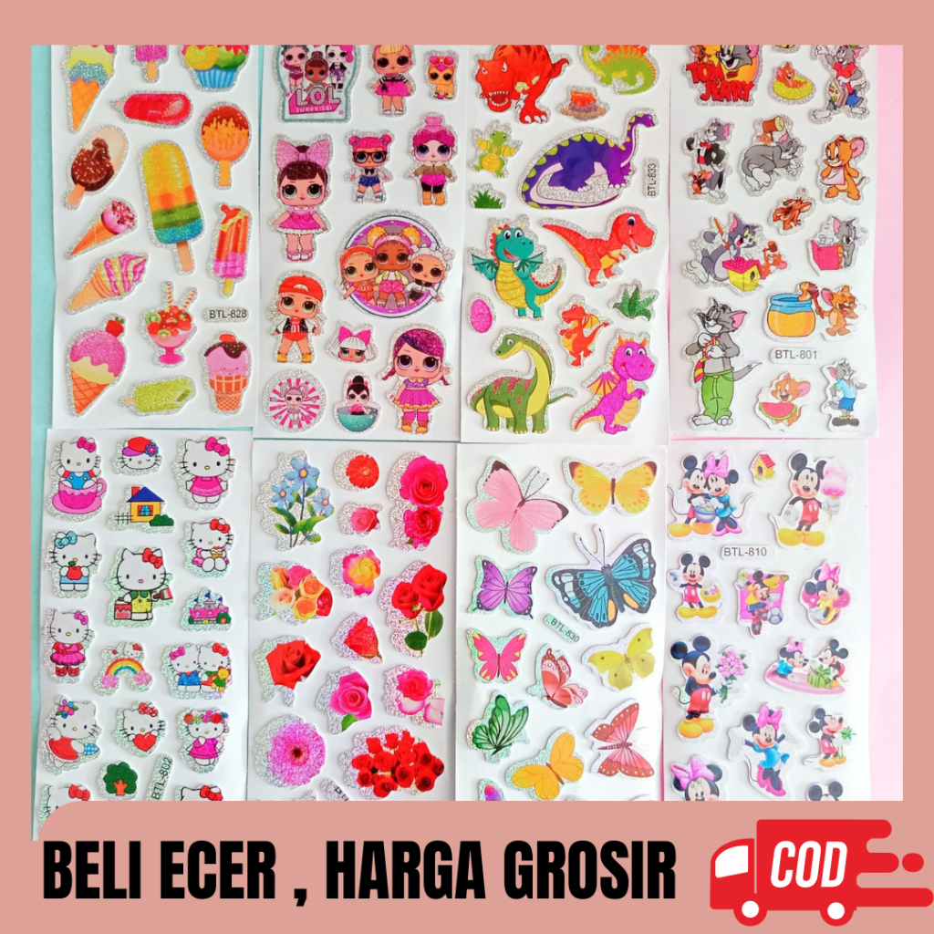 Jual Stiker Karakter / Stiker 3D Timbul / Stiker Mainan Anak / Sticker ...