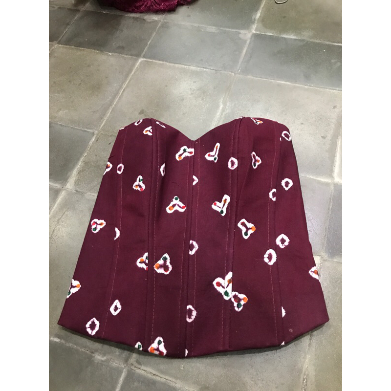 Jual kamisol jumputan merah maroon | kamisol jumputan | bustier ...