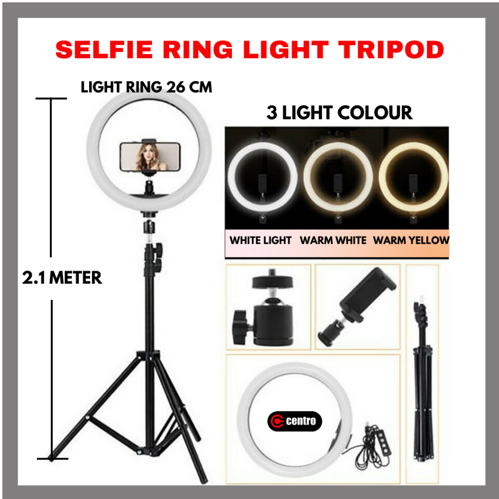 Jual Tripod Handphone Tinggi 2 Meter With 26 33 45 Cm Ring Light ...
