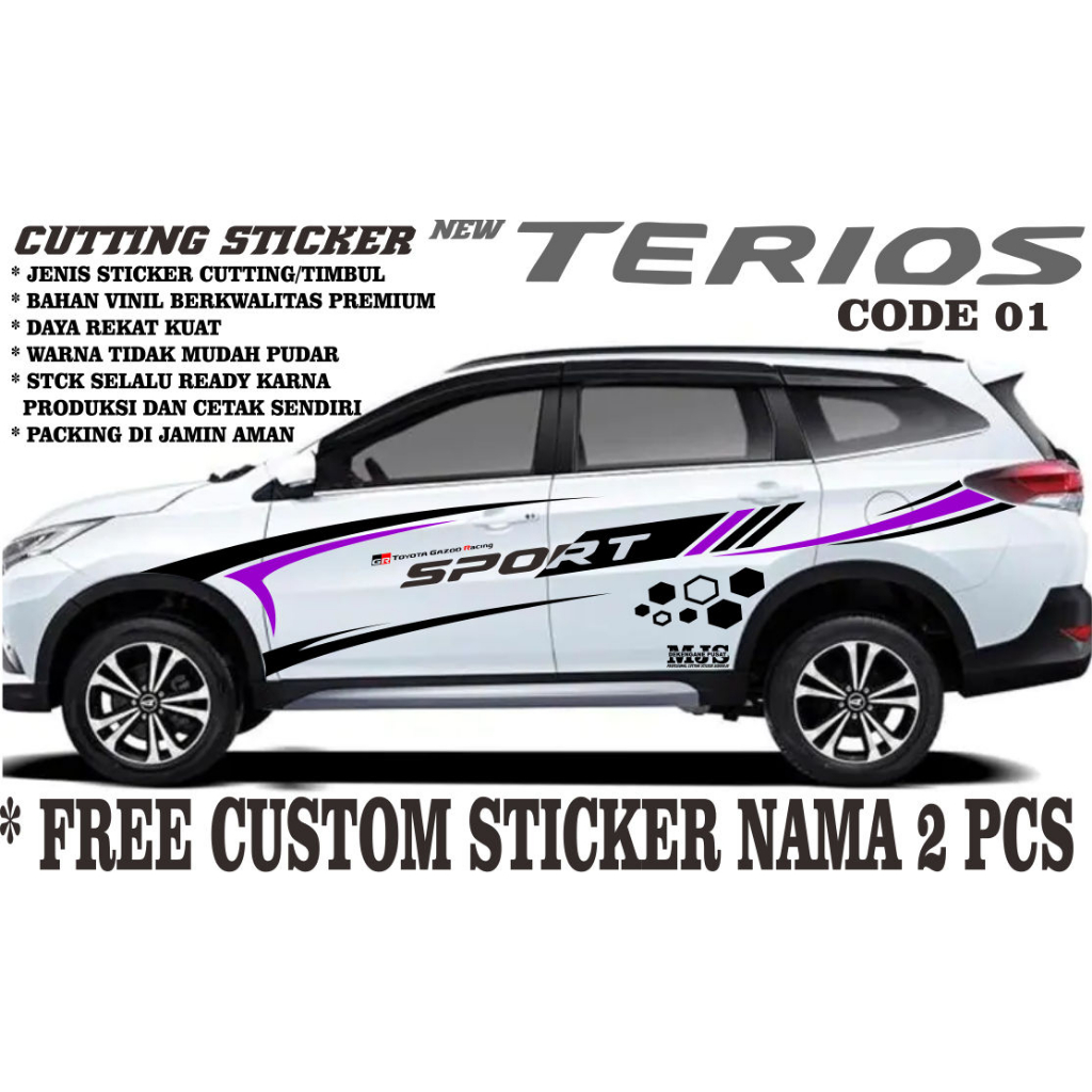 Jual cutting sticker custom new terios body putih | Shopee Indonesia
