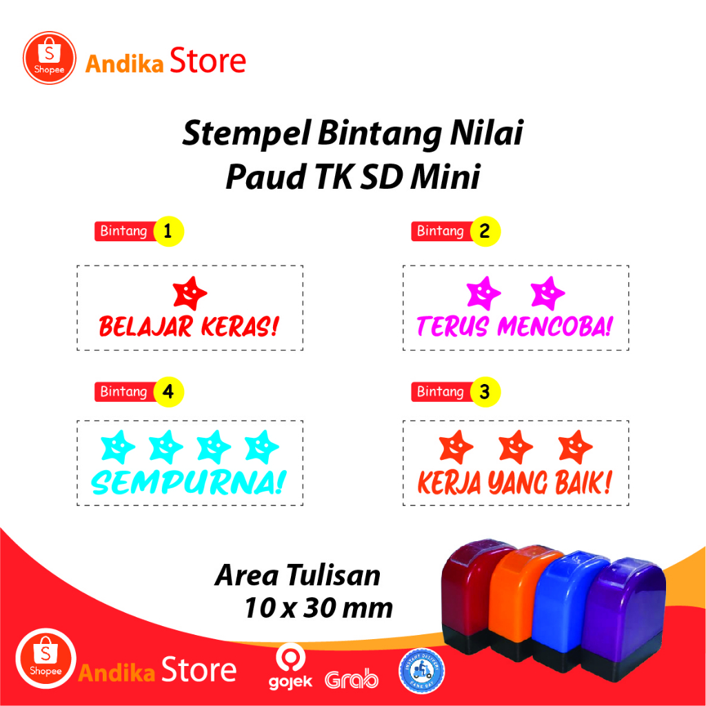 Jual Stempel Guru Penilaian Bintang Teacher Stamp Star Rewards SD TK ...