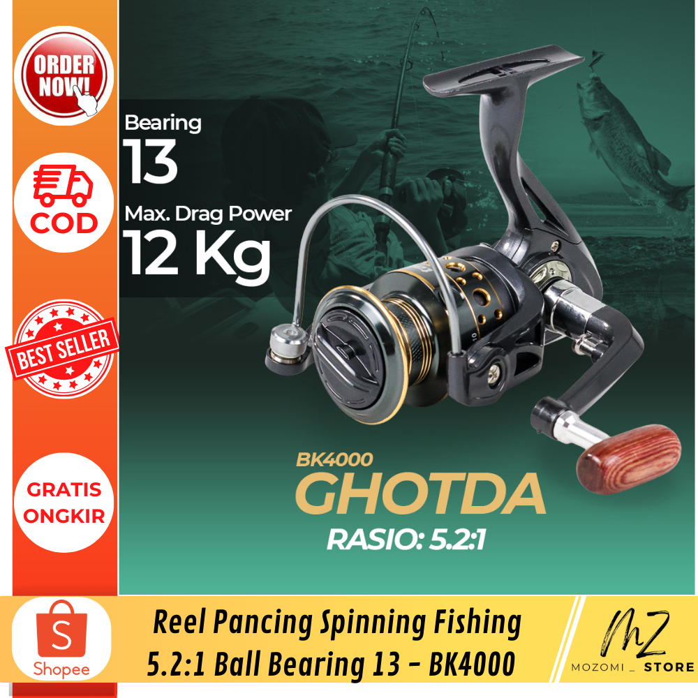 Jual Reel Pancing Spinning Fishing 5.2:1 Ball Bearing 13 - BK4000 Alat ...