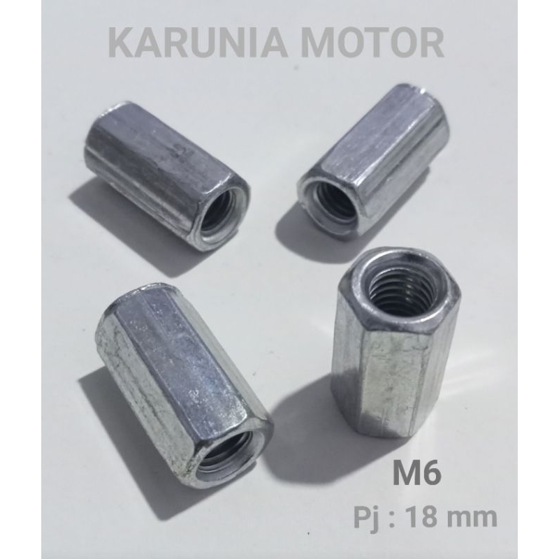 Jual Mur panjang M6 × 18 kunci 10 / penyambung 2 buah baut / Long Nut M6 × 18 | Shopee Indonesia