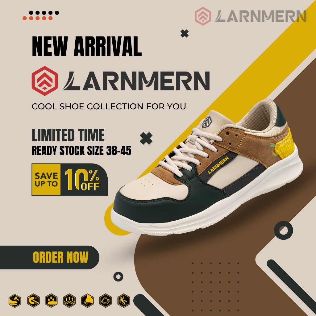 Jual LARNMERN Sepatu Safety Ringan Anti-Smashing Sneaker Anti Slip ...