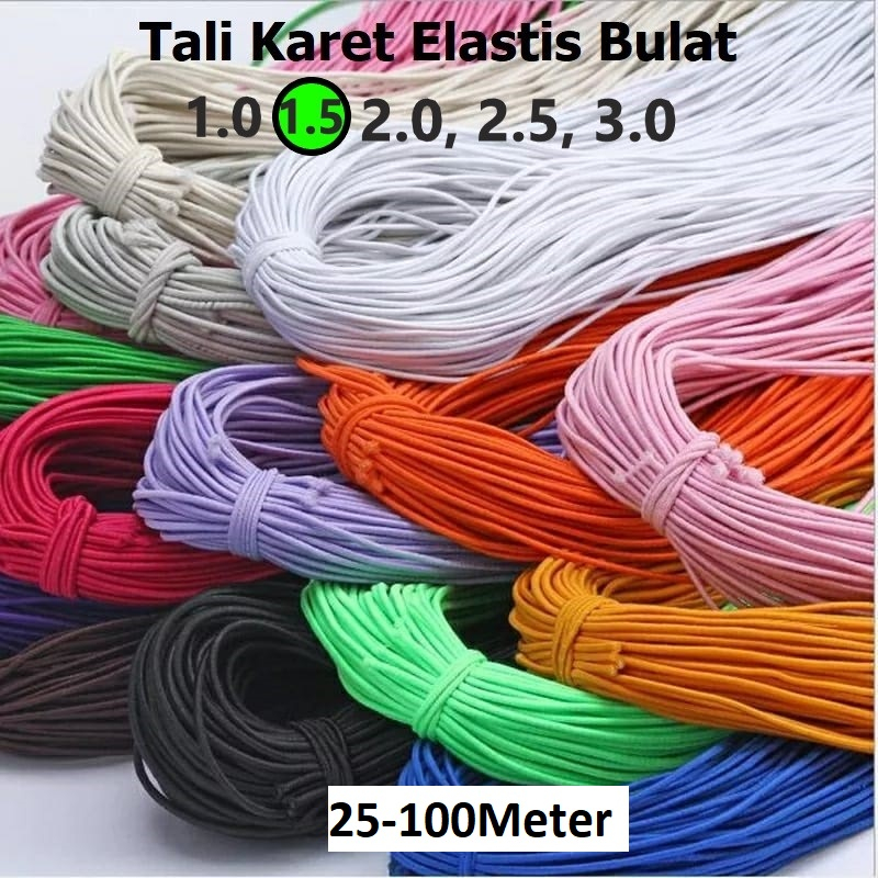 Jual Tali Karet / Tali Elastis / Tali Karet Bulat 1.5mm/ Tali String ...