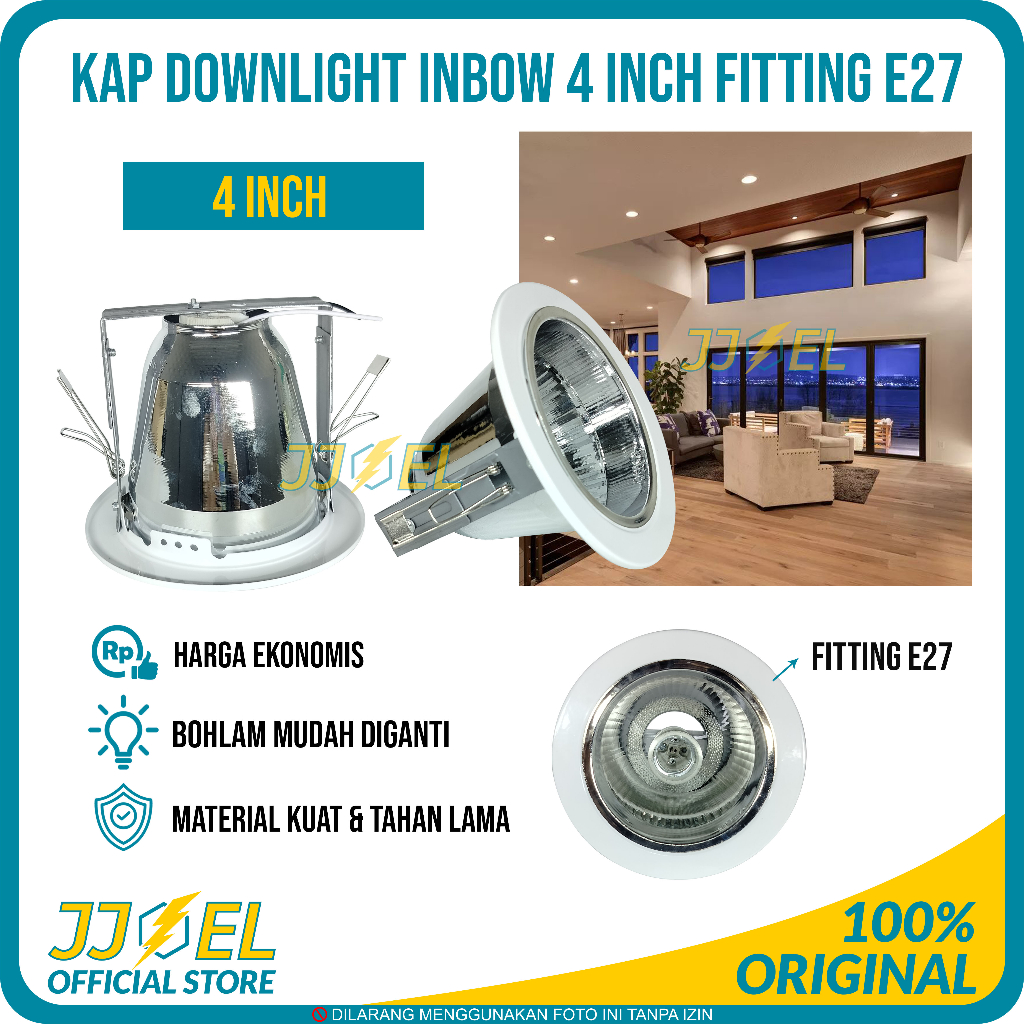 Jual Kap Lampu Downlight Plafon 4 inch Adjustable Fitting E27 Ulir ...