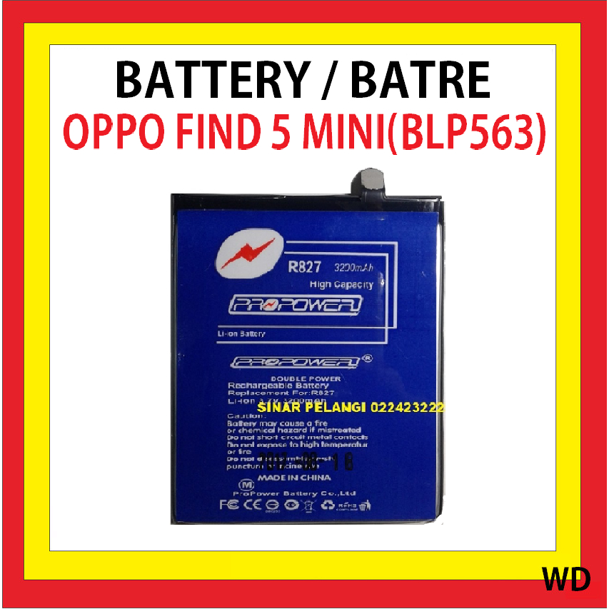 Jual BATRE BATTERY BATERAI OPPO FIND 5 MINI R827 BLP563 GARANSI 1 BULAN ...