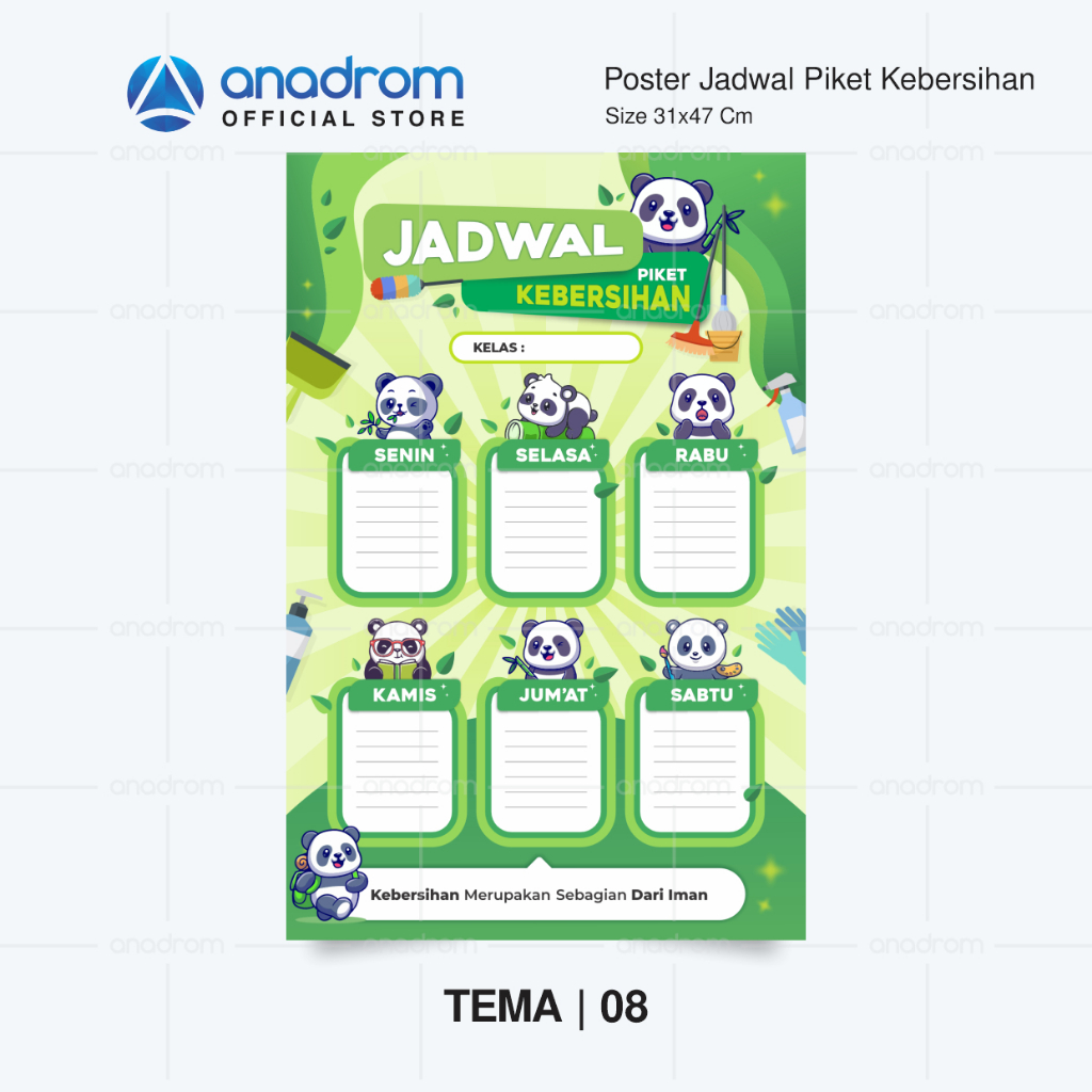 Jual Poster Jadwal Piket Kebersihan Kelas | Poster Piket Kelas | Poster ...