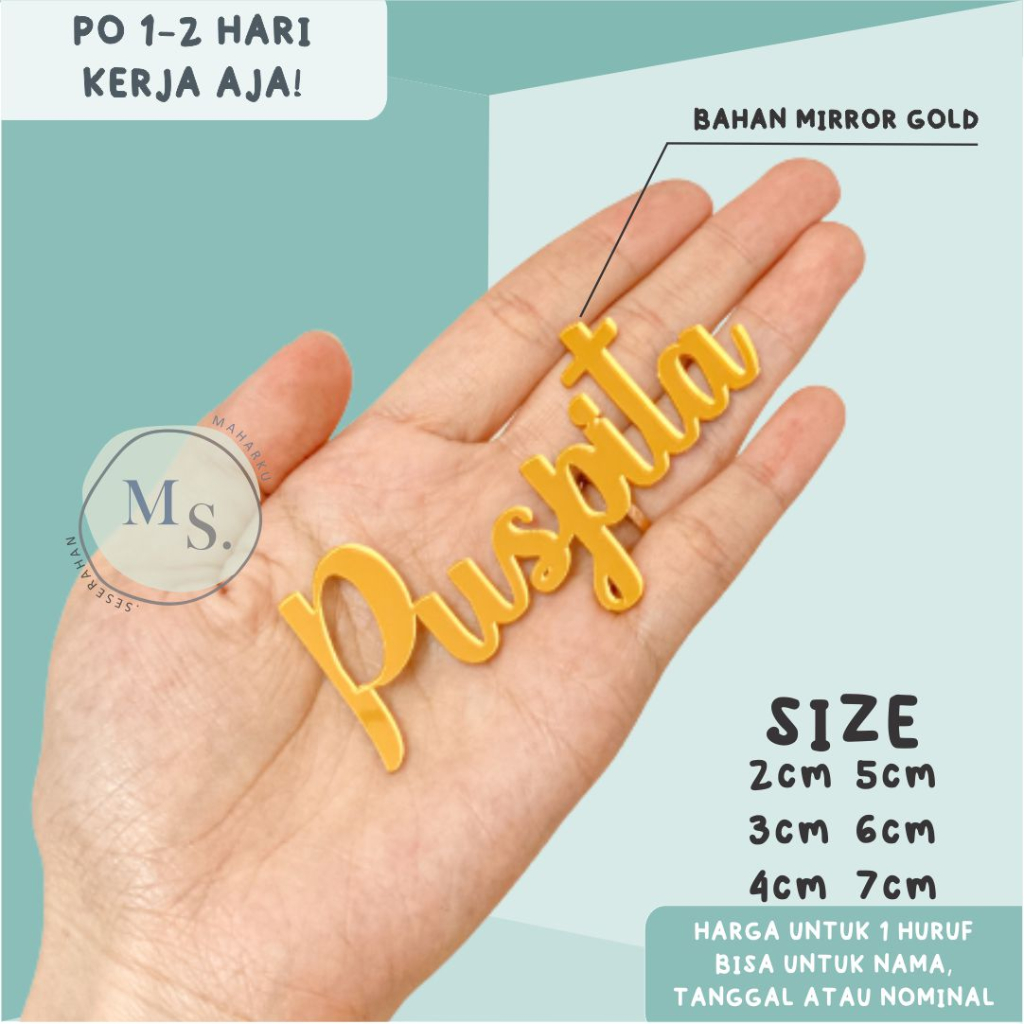 Jual READY HARGA PER HURUF cutting initial akrilik cermin custom nama ...