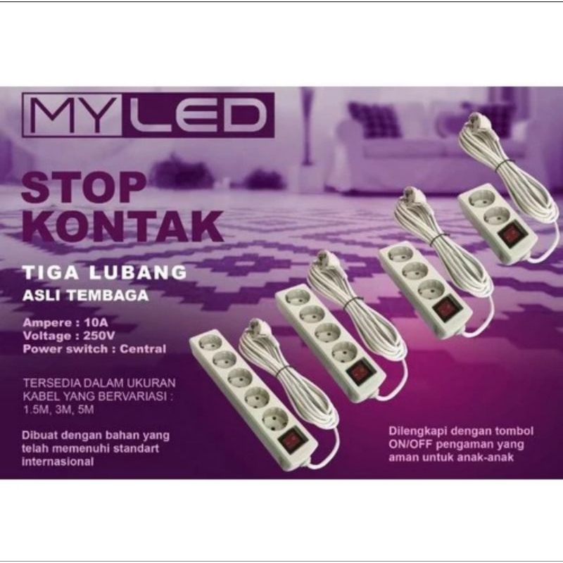 Jual Stop Kontak Listrik Murah 5 Meter 2/3/4/5 Lubang Terminal Colokan ...