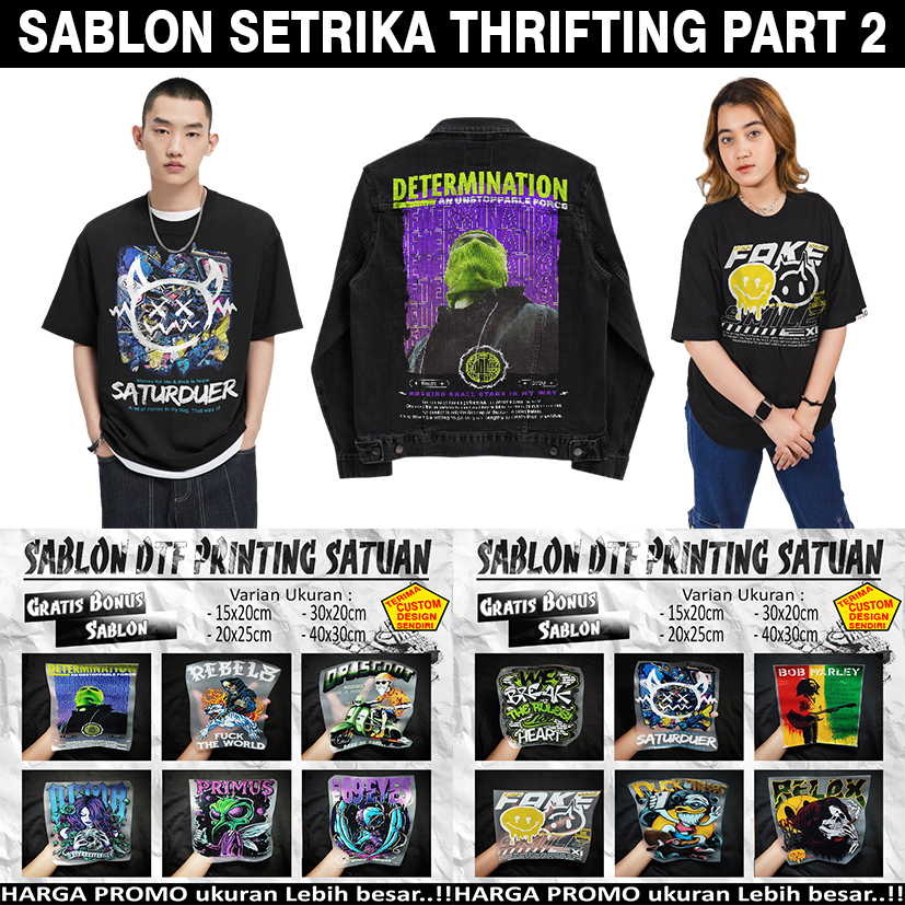 Jual Sablon setrika Sablon DTF Thrifting Part 2 tinggal pasang/press ...