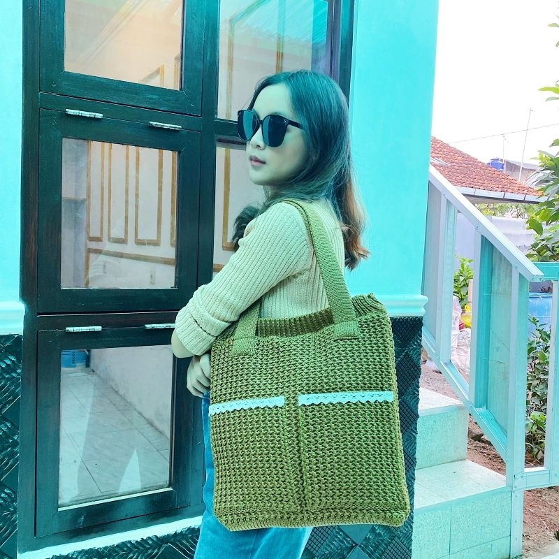 Jual AUREL Totebag Rajut|Tas Bahu Kekinian | Tas Laptop 13 inch ...