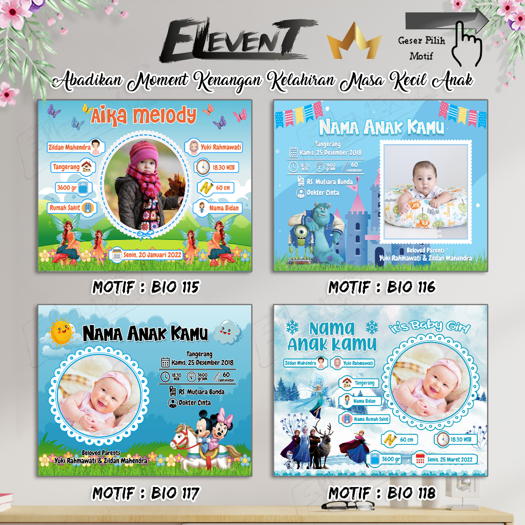 Jual Bikin Biodata Bayi Kayu 30x40cm Foto Gantung Hiasan Dinding ...