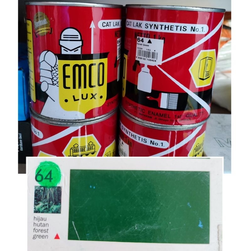 Jual Cat Besi Kayu Emco segitiga 1kg 64 hijau tua hutan daun forest green cat minyak | Shopee ...