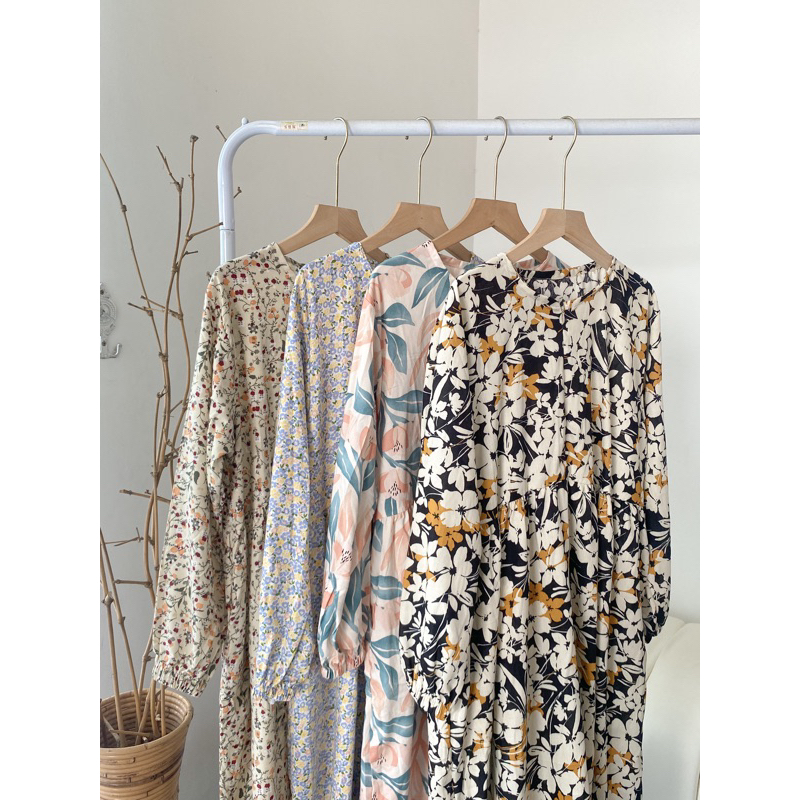 Jual Alaina Midi dress rayon premium | Shopee Indonesia