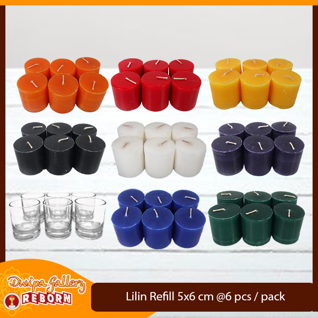 Jual Lilin Refil Gelas Candle Stearin Wax Isi Ulang 5x6 cm @ 6 pcs ...