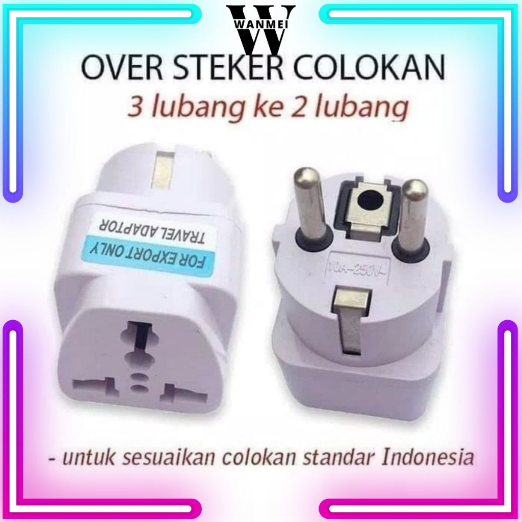Jual WM Travel Adapter Sambungan Colokan Listrik Gepeng Over Steker Kaki Tiga 3 ke 2 Universal ...
