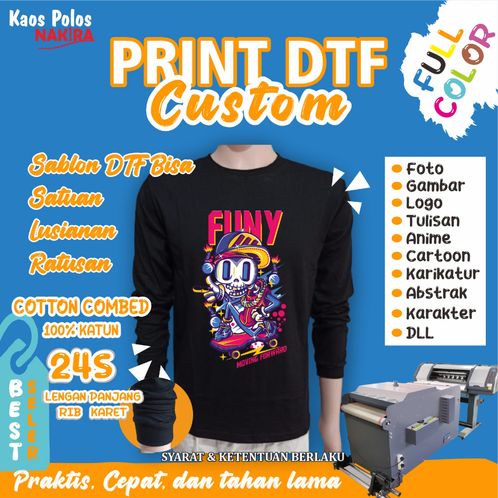 Jual KAOS SABLON CUSTOM DTF DESAIN BEBAS SUKA SUKA / SABLON KAOS COTTON COMBED 24S SATUAN ...