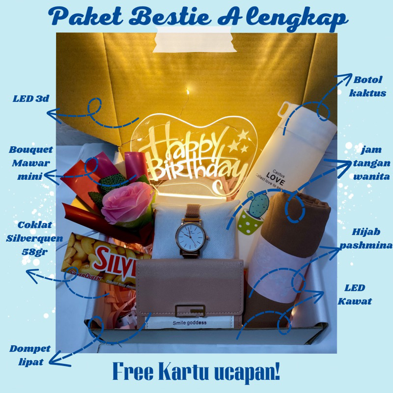 Jual Kado Ulang Tahun Cewek Paket Bestie Hadiah Pasangan Kado Jam ...