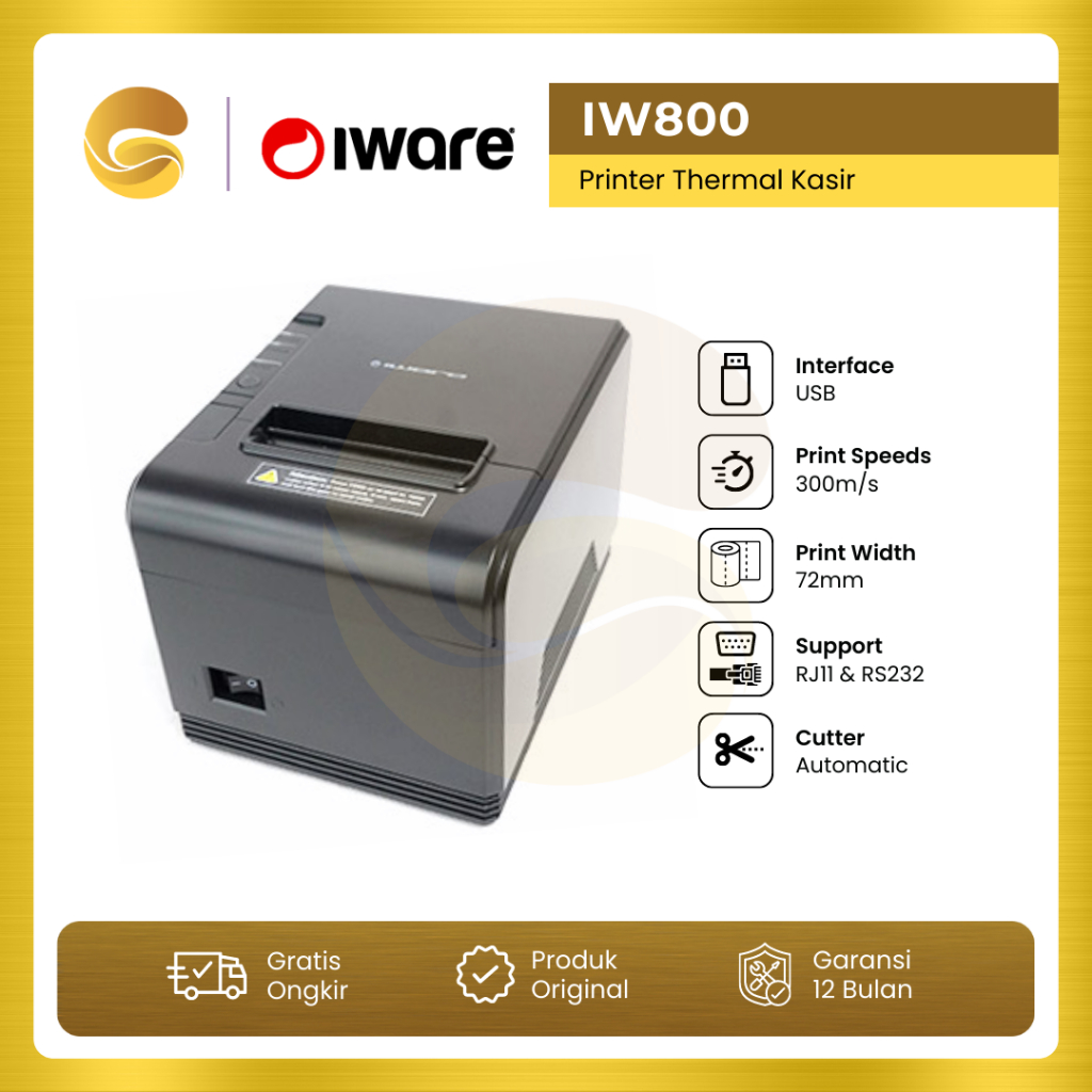 Jual IWARE Printer Kasir Thermal IW 800 Auto Cutter USB Serial LAN ...