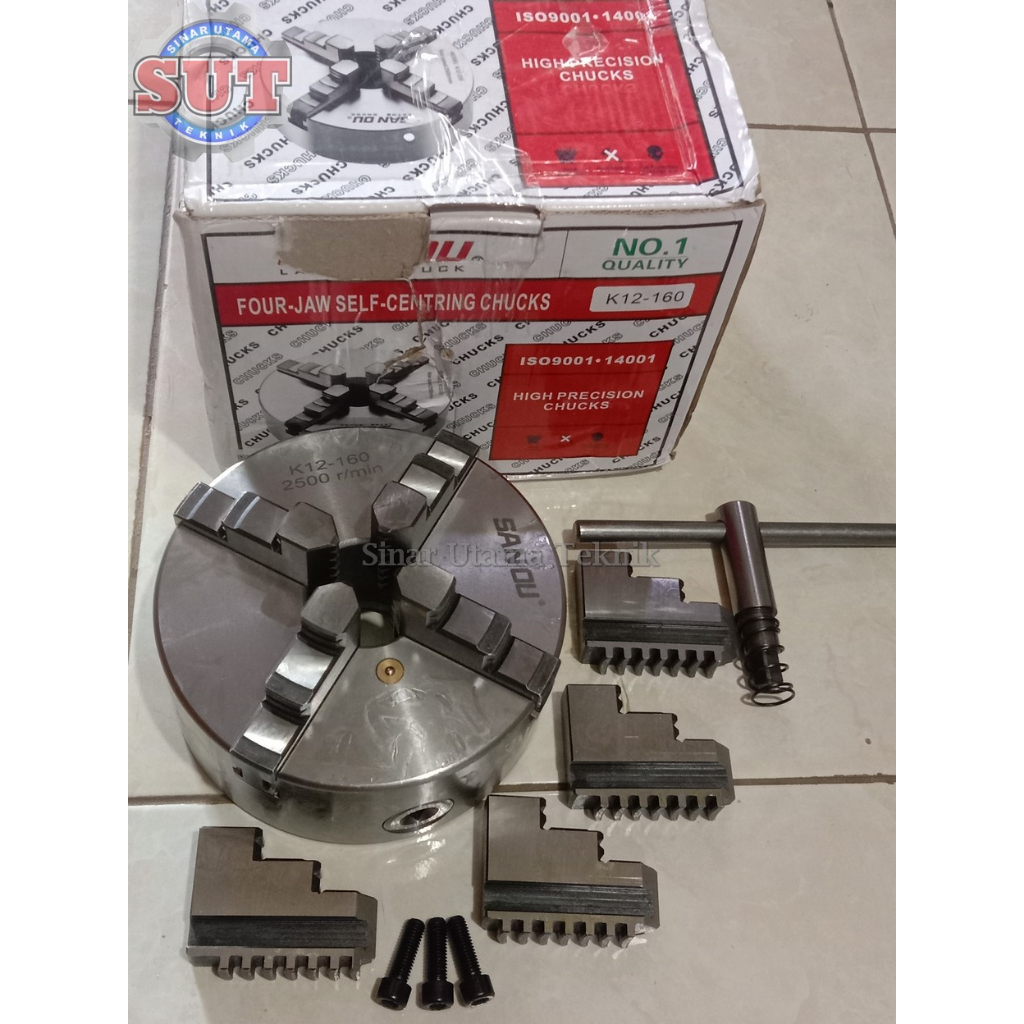 Jual K12-160 Chuck Bubut 6 inch 4 jaw Self Centering bergerak bersamaan ...