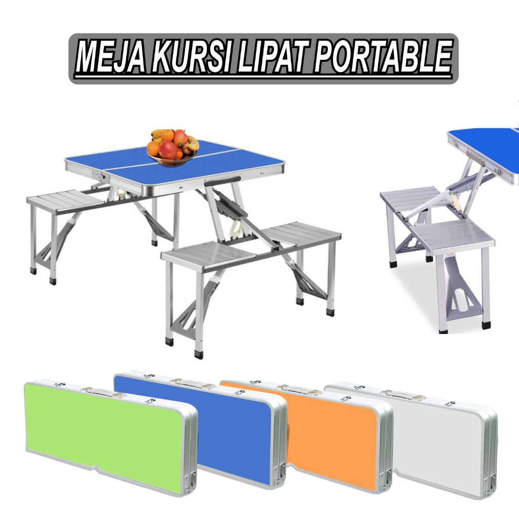 Jual Meja Lipat Koper Serbaguna Meja Lipat Portable + Kursi Meja Piknik ...