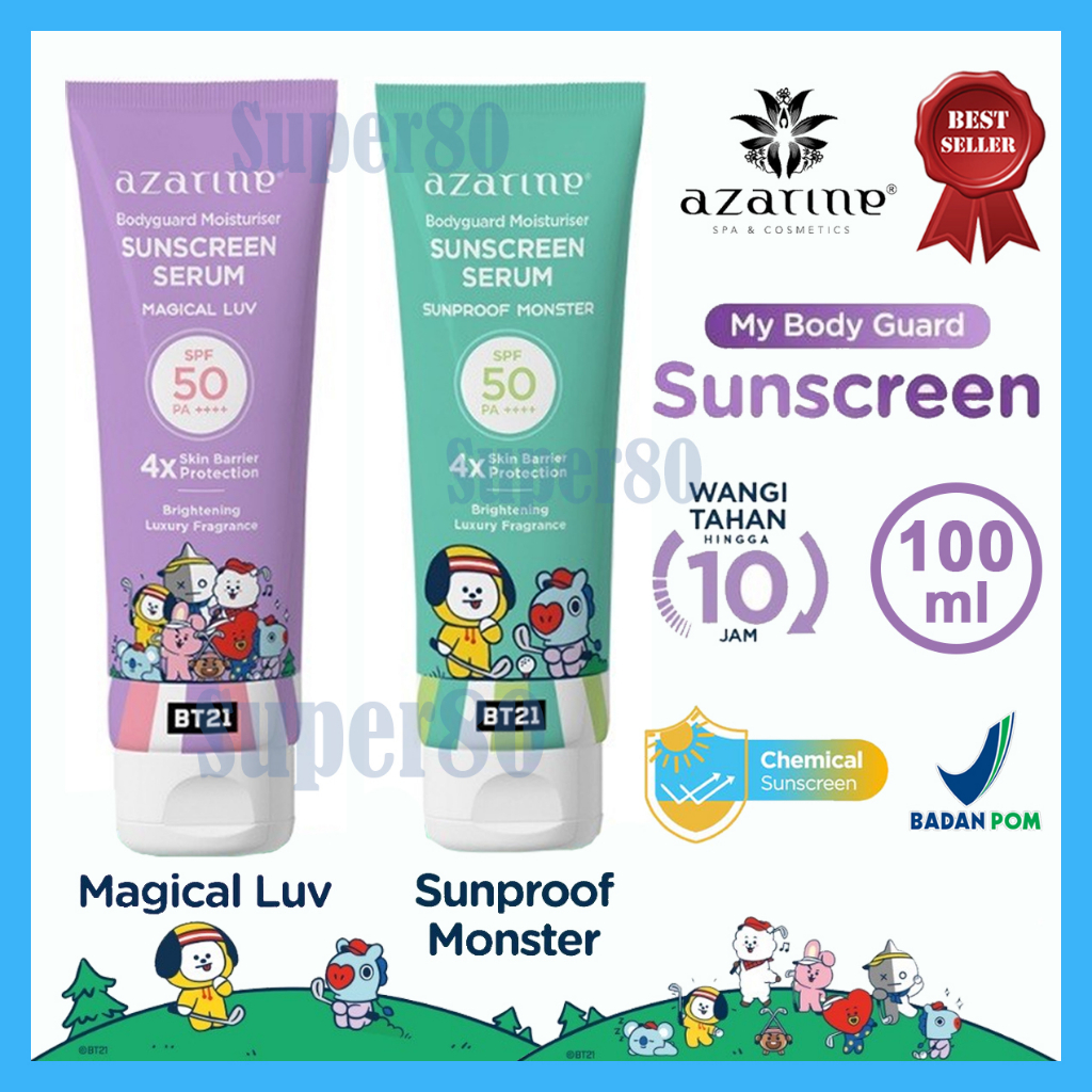 Jual Azarine BT21 Body Guard Moisturizer Sunscreen Serum Sunblock SPF ...