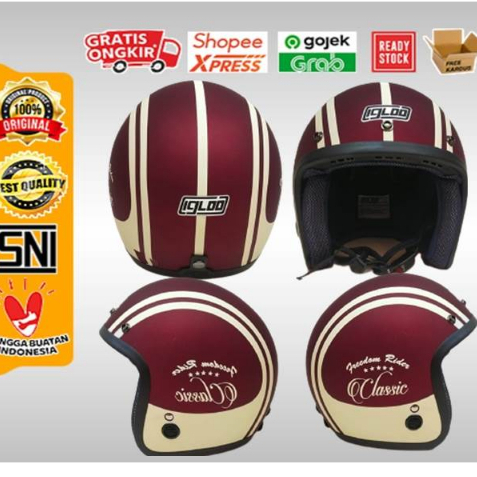 Jual Helm Bogo / Helm Retro / IGLOO RETRO | Shopee Indonesia