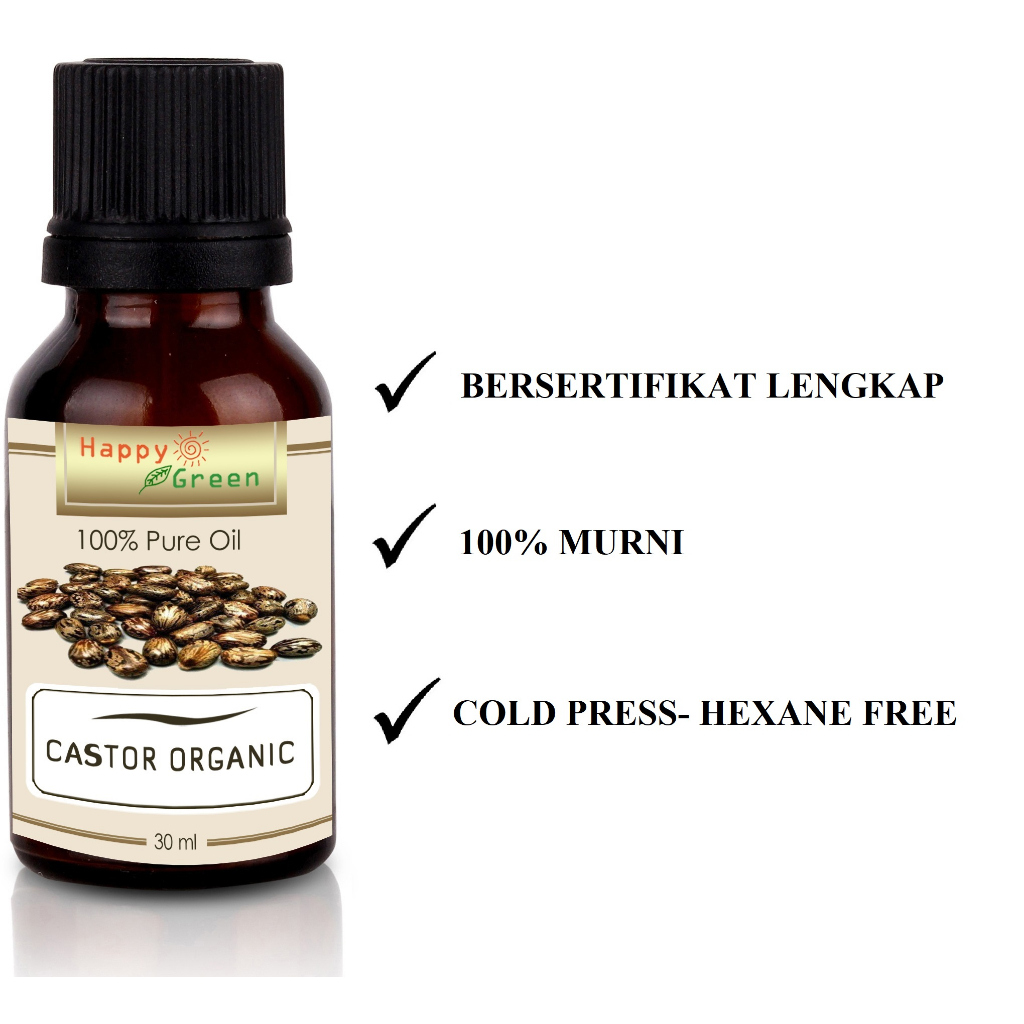 Jual Happy Green ORGANIC Castor Oil USP Grade Hexane Free Packing Botol ...