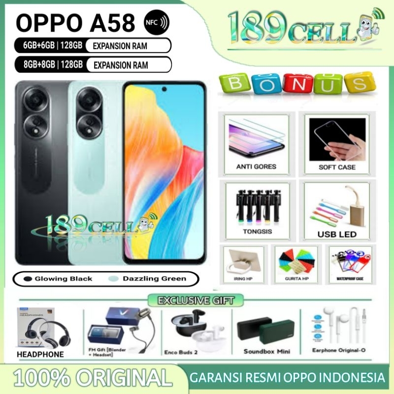 Jual OPPO A58 RAM 6/128 GB NFC | OPPO A 58 8/128 GB NFC GARANSI RESMI OPPO | Shopee Indonesia