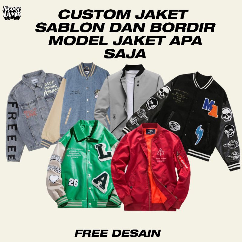Jual Custom sablon dan bordir Jaket varsity warna bebas atau denim high ...