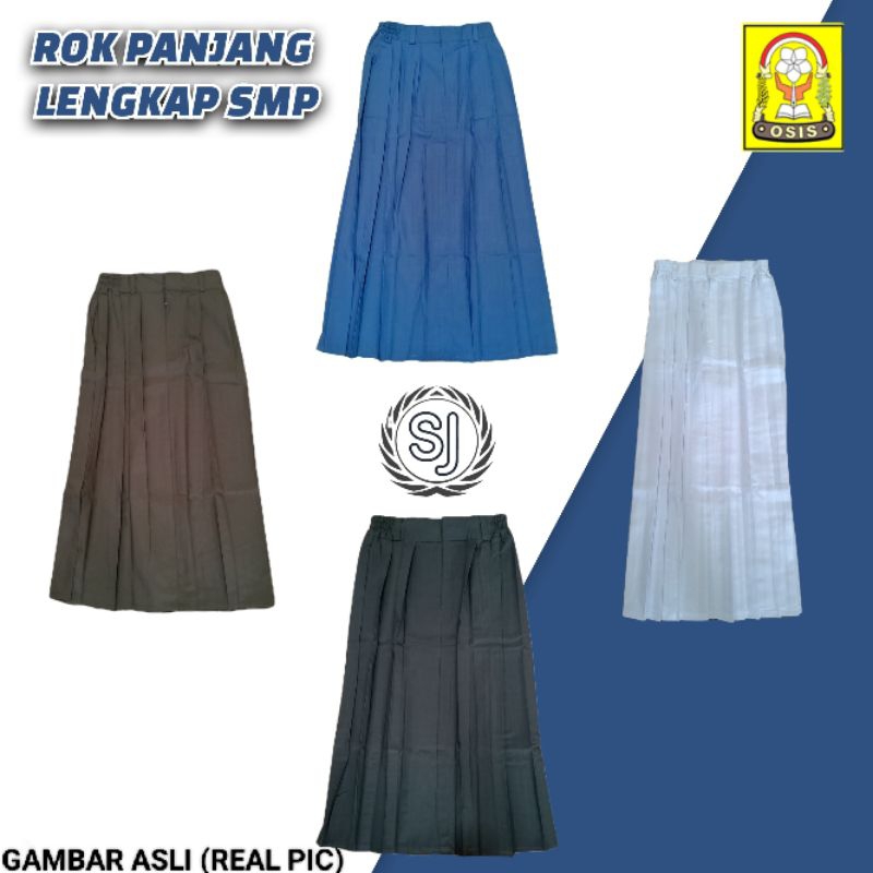 Jual Seragam sekolah rok rempel panjang SMP SMA hitam/putih/coklat/biru/pramuka | Shopee Indonesia