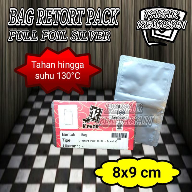 Jual BAG RETORT PACK 8X9 CM KEMASAN FOIL SILVER TAHAN PANAS-PRESTO ...