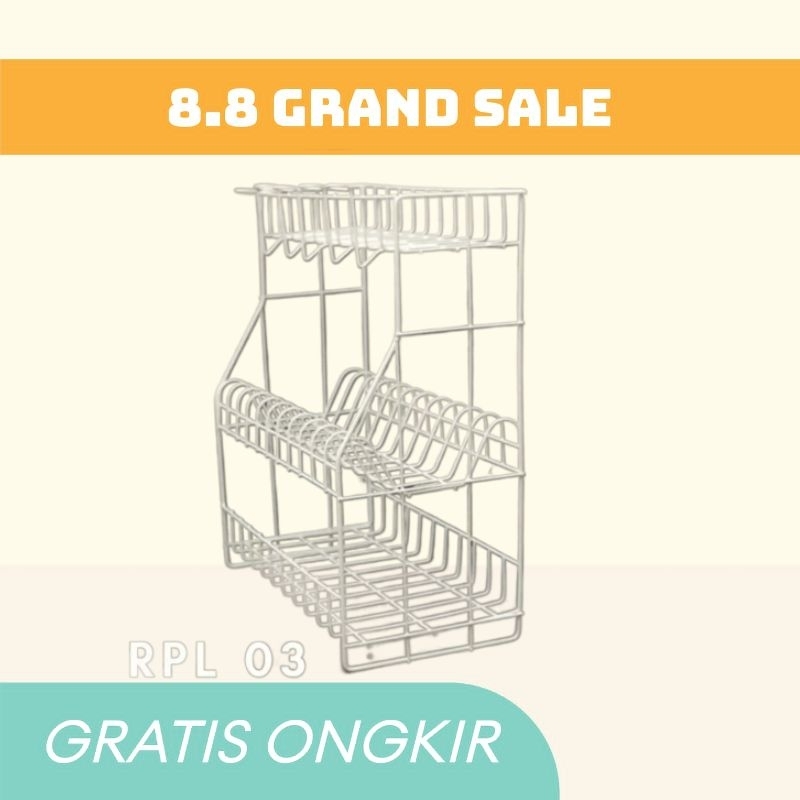 Jual Rak Piring Besi / Rak Piring 3 Susun / Rak Gantung RPL | Shopee ...